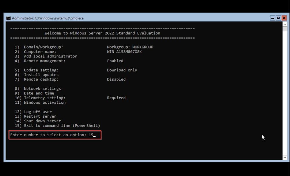 Installing Windows Server 2022 - Core Server (No GUI)